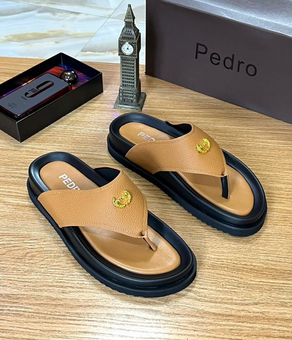 Pedro Men’s Premium Brown Leather Flip-Flop – Tconcorde